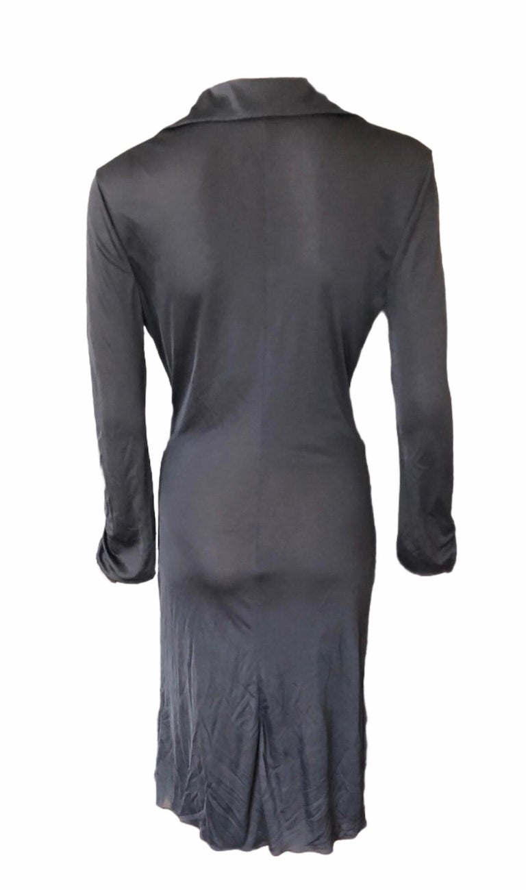 Gianni Versace S/S 2000 Runway Vintage Plunging Neckline Black Dress at ...