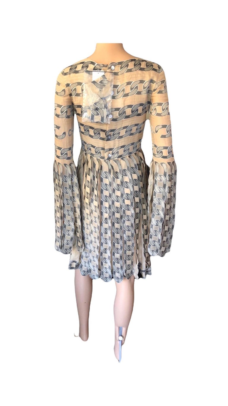 Chanel F/W 2001 Logo Chain Link Print Fringed Dress at 1stDibs | chanel ...