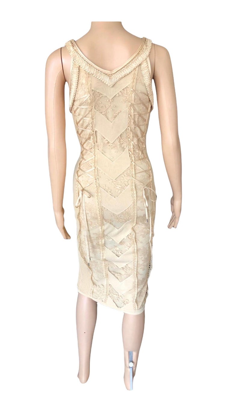 Christian Dior by John Galliano S/S 2006 Sheer Lace Trimmed Corset Knit ...