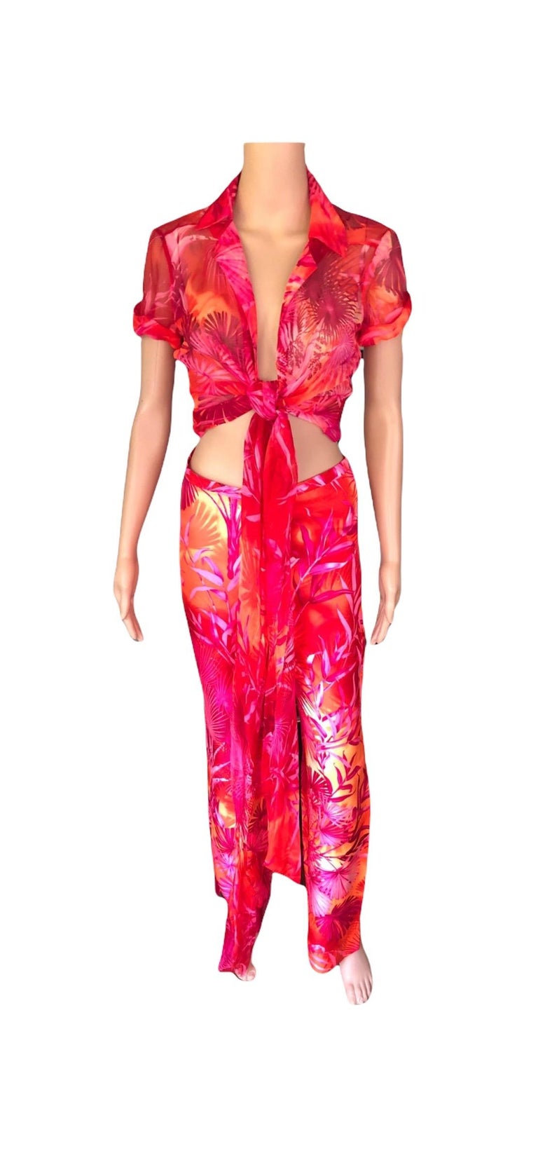 Gianni Versace S/S 2000 Runway Tropical Palm Print Pants and Blouse 2 ...