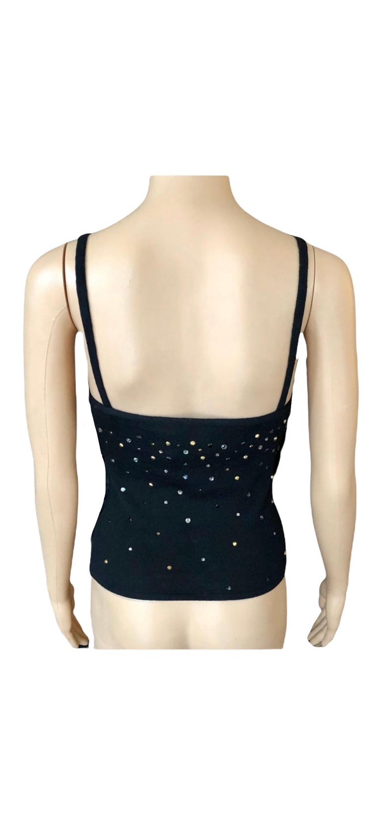 Gianni Versace Vintage Embellished Knit Black Top For Sale at 1stDibs ...