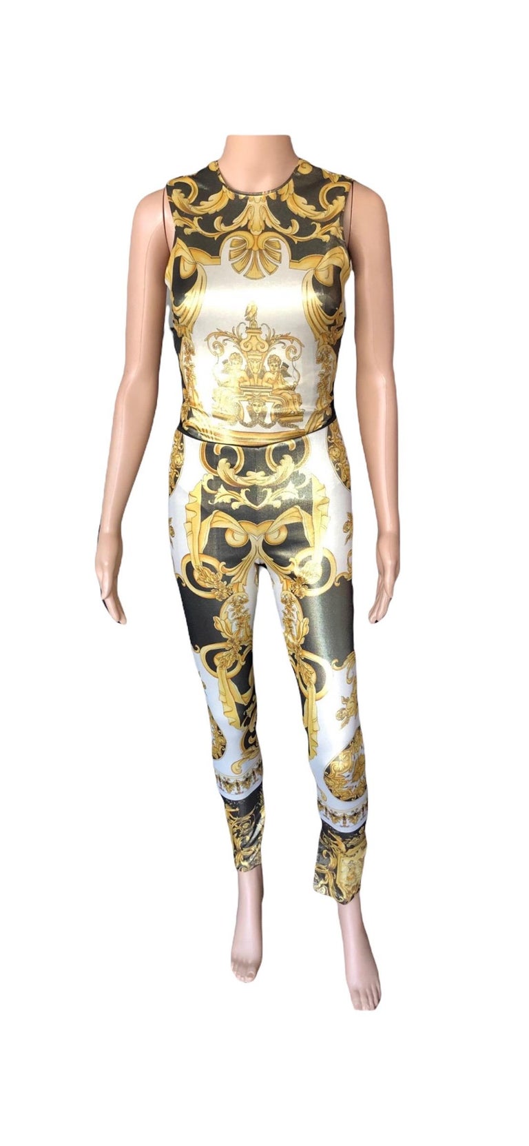 Versace Runway Baroque Tribute Leggings and Bodysuit Top Ensemble 2 ...