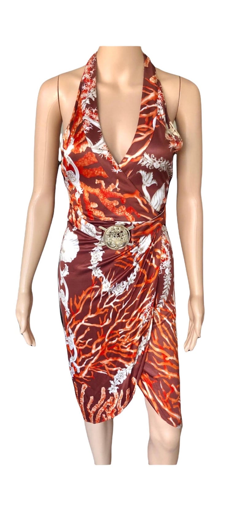 Versace S/S 2005 Runway Seashell Print Belted Wrap Dress For Sale at ...