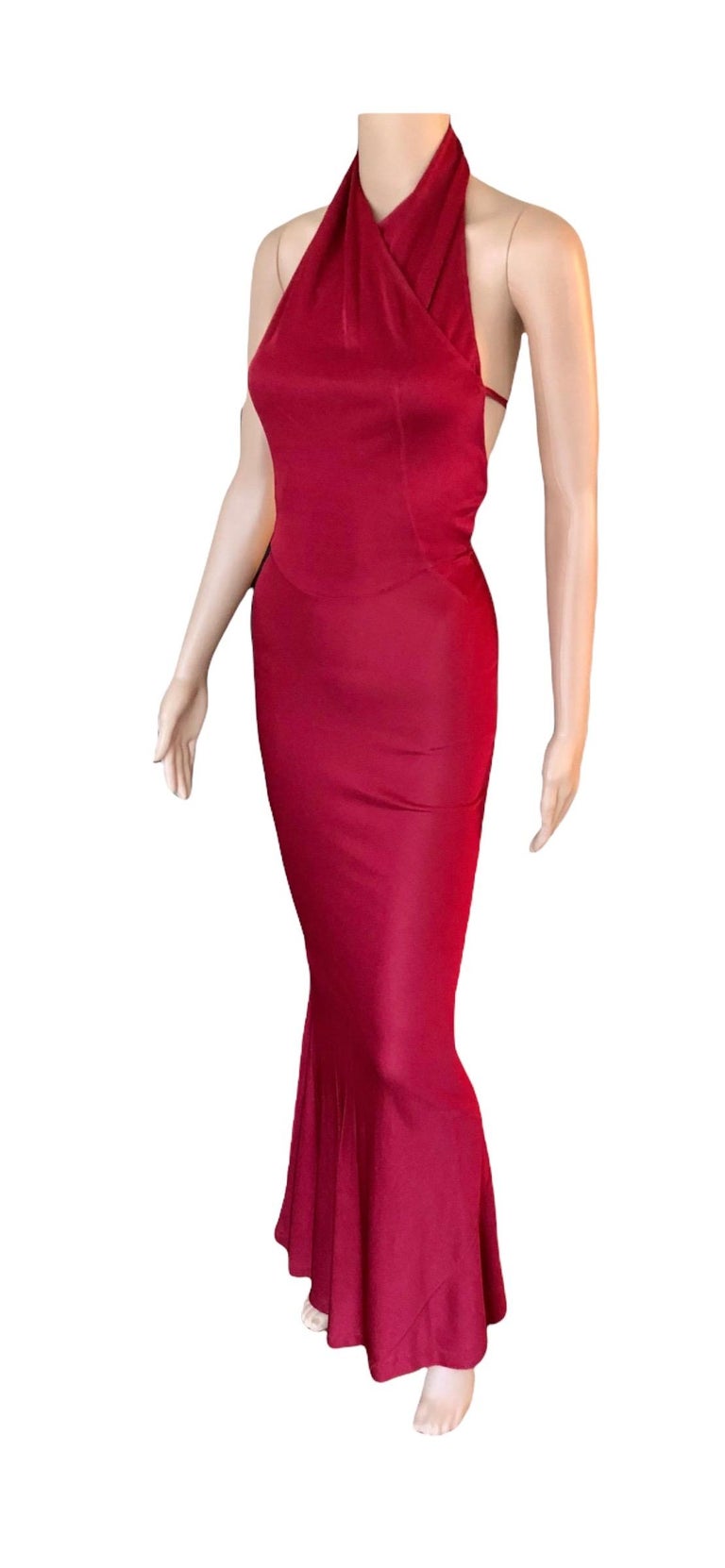 Azzedine Alaïa c. 1990's Vintage Halter Backless Red Gown Maxi Dress at ...