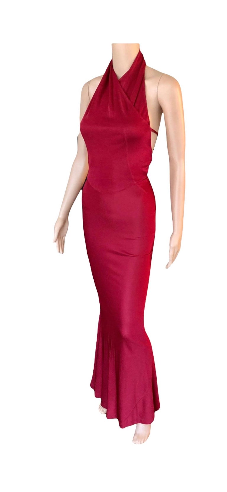 Azzedine Alaïa c. 1990's Vintage Halter Backless Red Gown Maxi Dress at ...