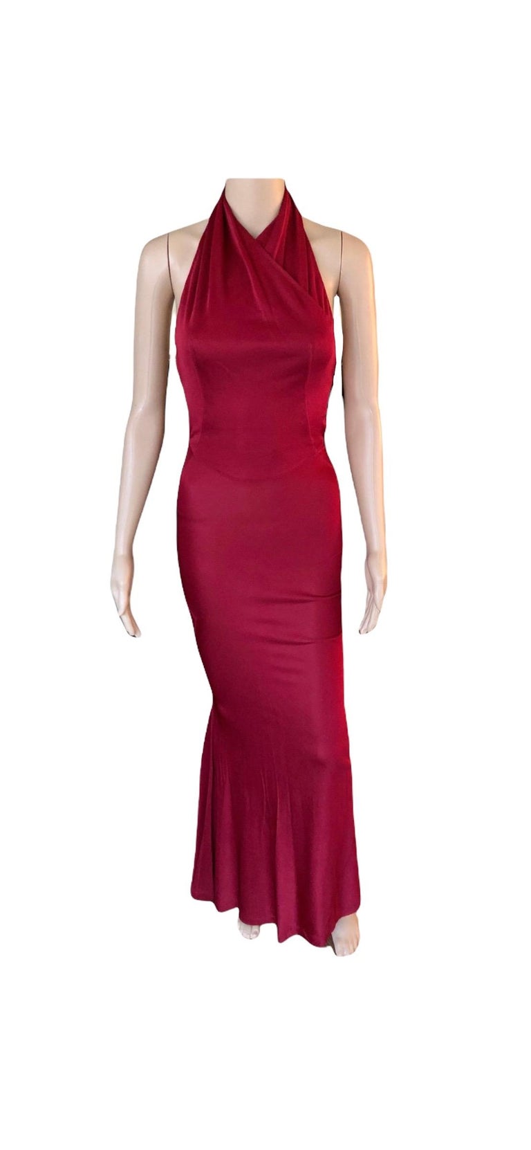 Azzedine Alaïa c. 1990's Vintage Halter Backless Red Gown Maxi Dress at ...