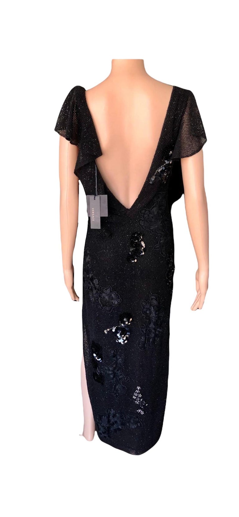 New Versace F/W2017 Runway Crystal Embellished Lace Backless Black ...