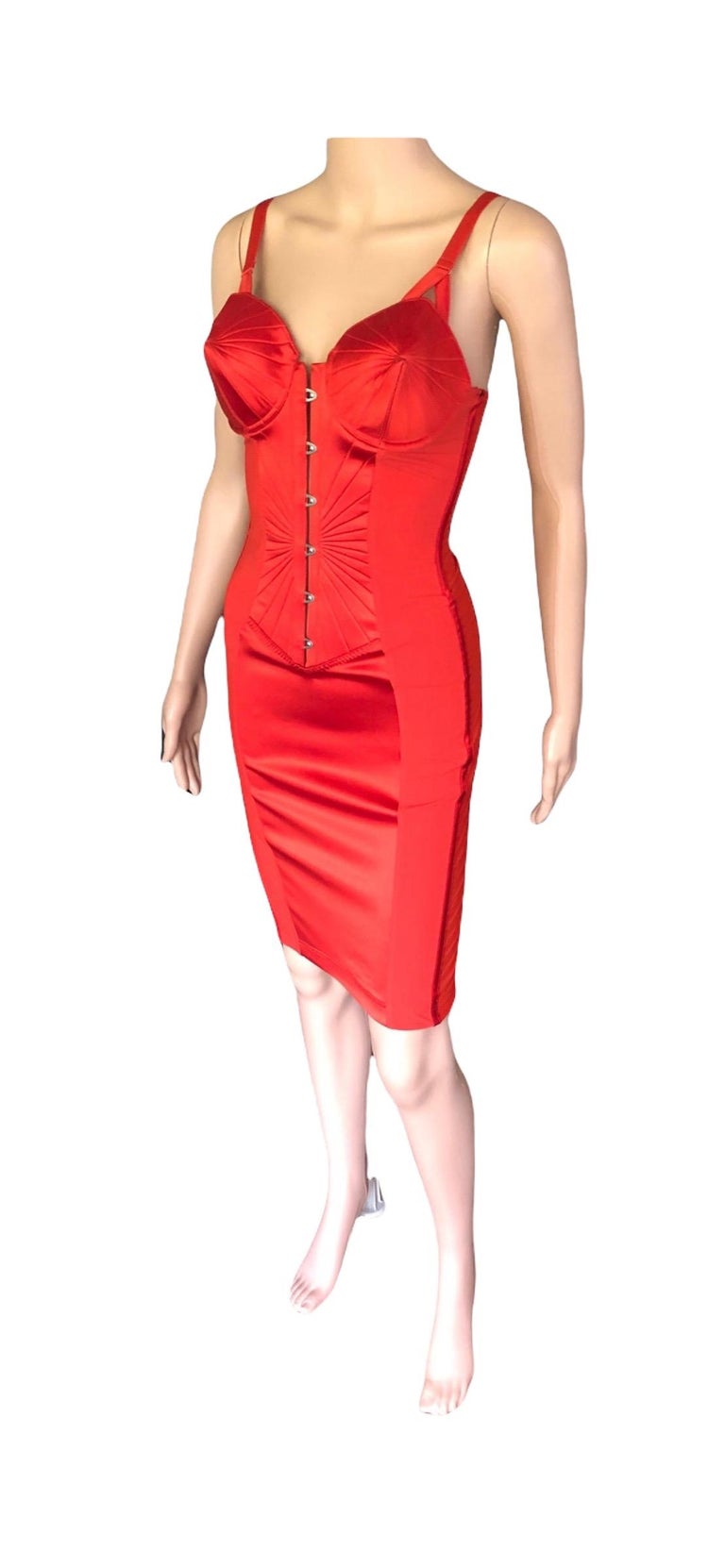 Jean Paul Gaultier for La Perla c. 2010 Cone Bra Corset Bondage Red ...