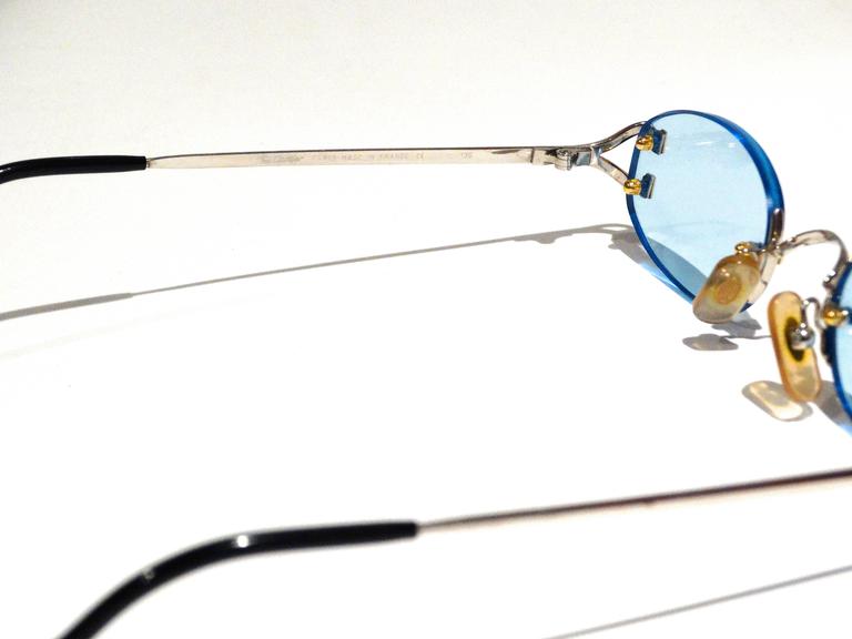 1990s Rimless Cartier Blue Lens Sunglasses at 1stDibs | cartier glasses ...