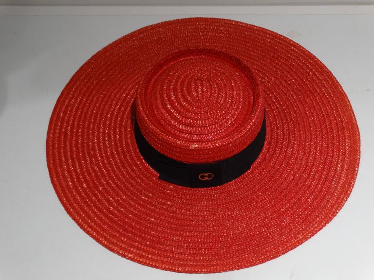 1980s Limited Edition Red "Gucci" Straw Hat at 1stDibs | red gucci hat ...