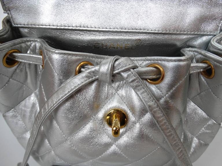 Rare 1994 Chanel Silver Metallic Backpack Bag at 1stDibs | chanel ...