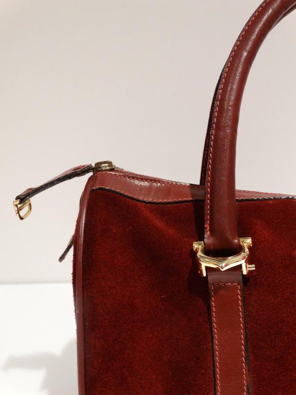 Cartier Les Must de Cartier Bordeaux Suede Leather Boston Hand Bag at ...