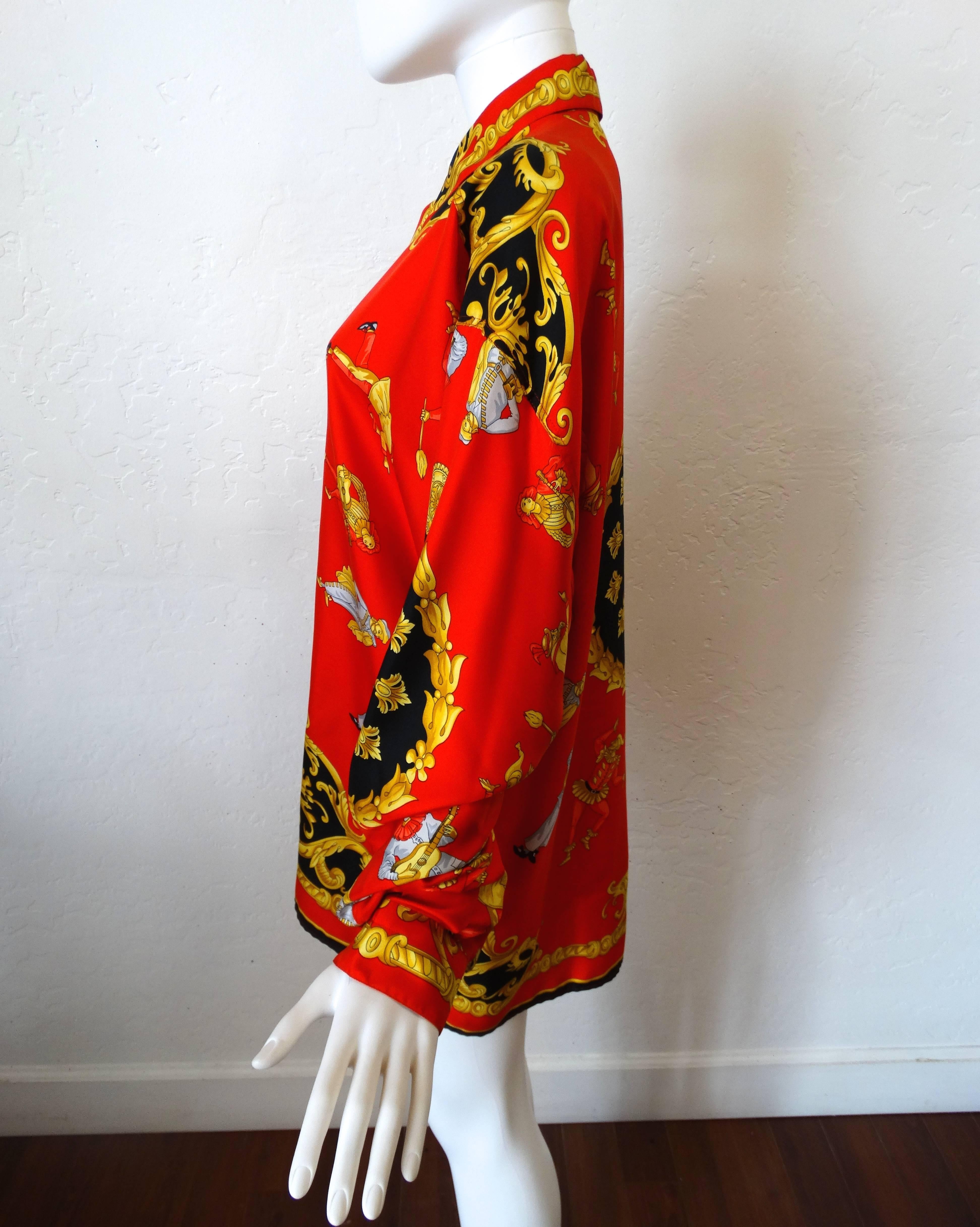 1990s Gianni Versace Classic V2 "Jester" Print Blouse at 1stDibs ...