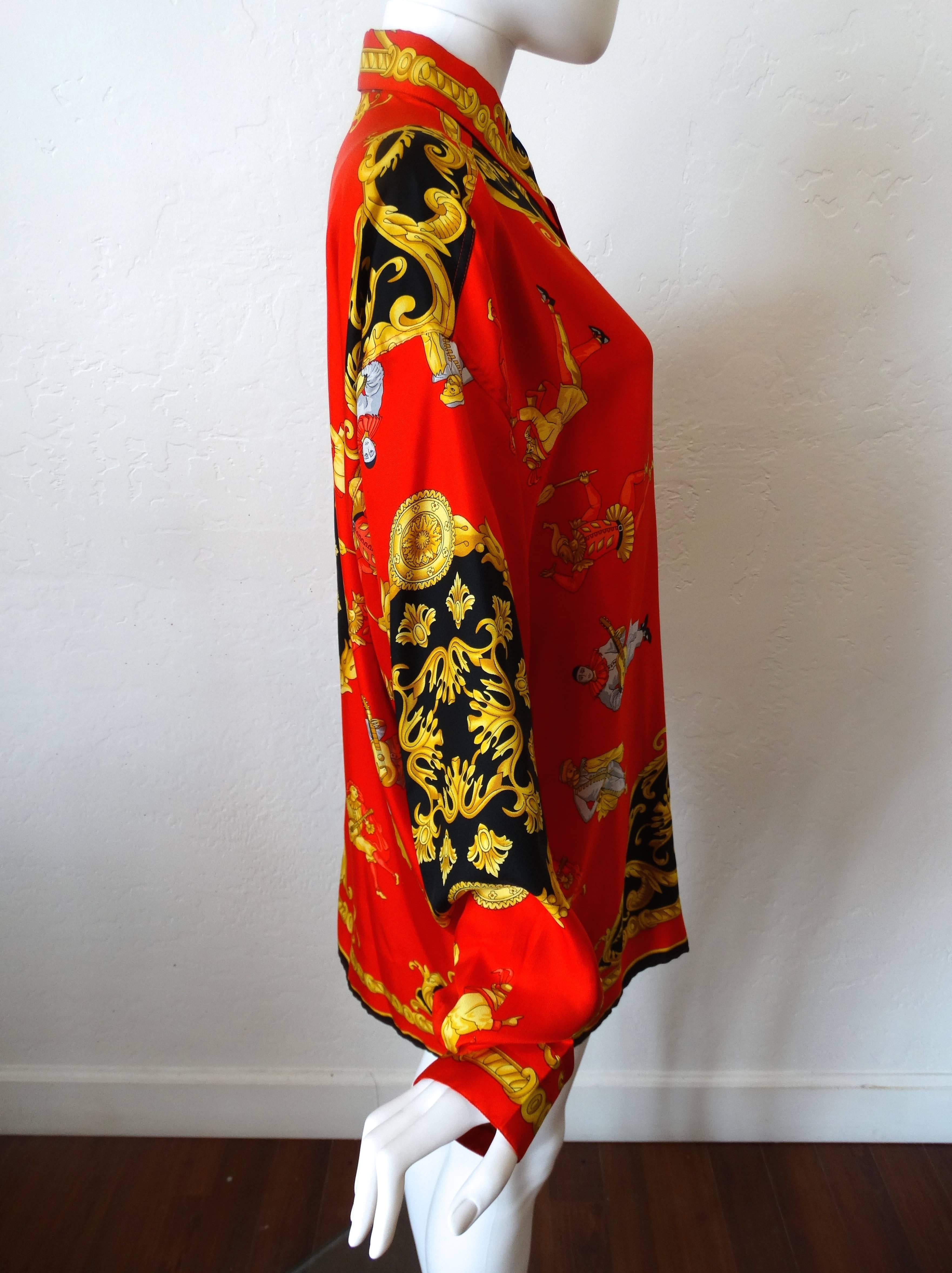 1990s Gianni Versace Classic V2 "Jester" Print Blouse at 1stDibs ...