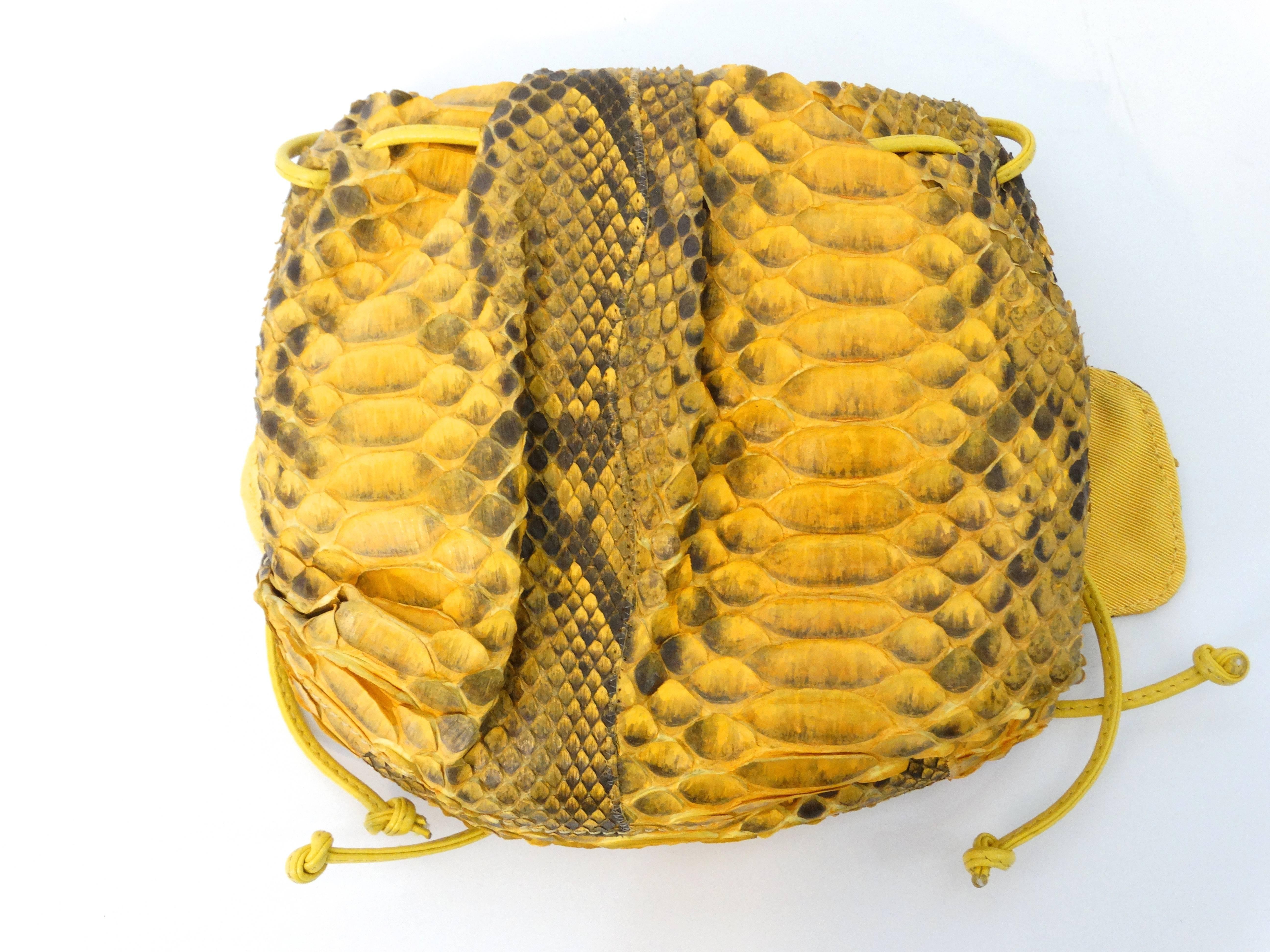1980s Carlos Falchi Prime Rose Yellow Python Pouch Cross Body Bag at 1stDibs