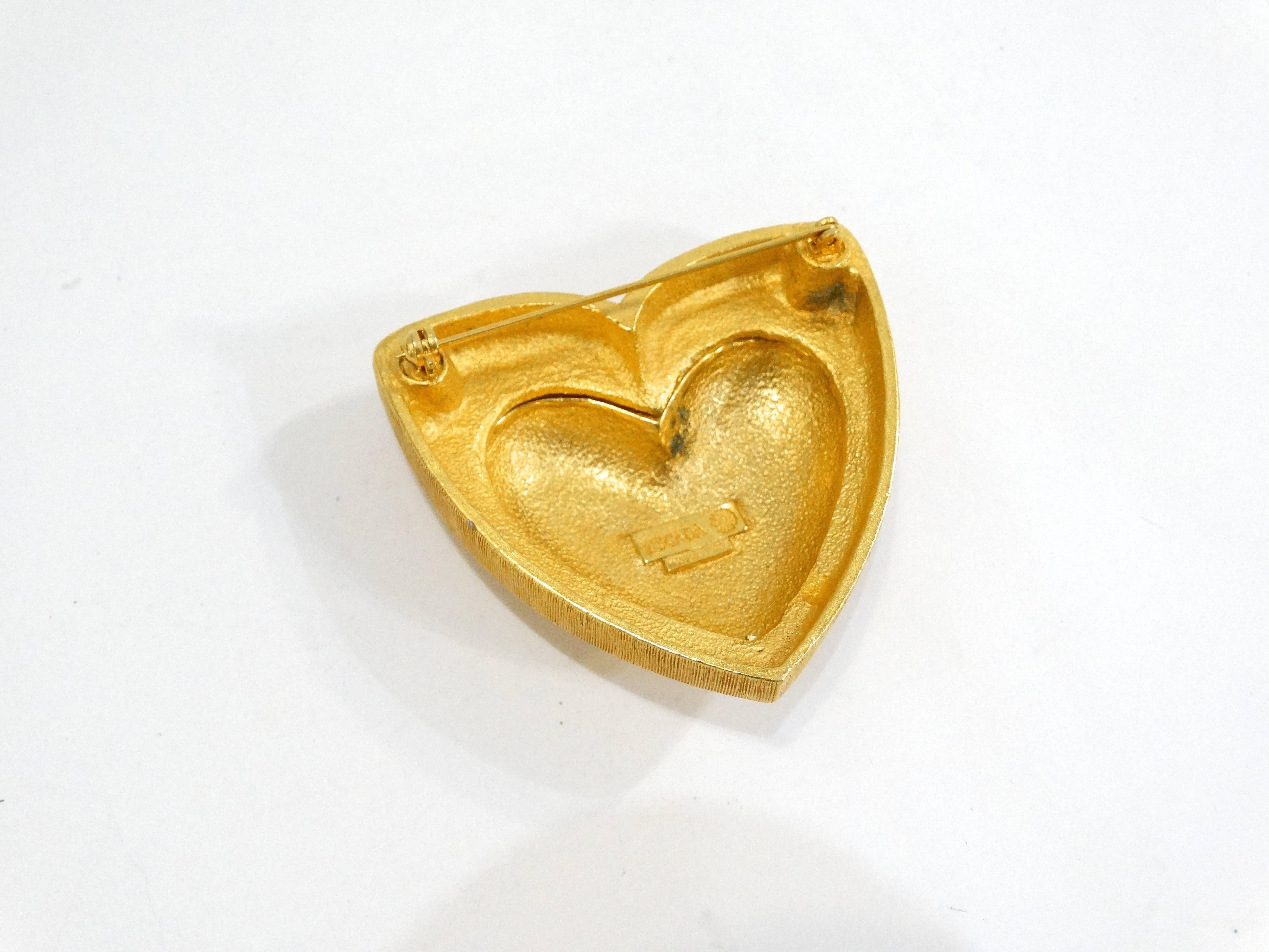 1980s Escada Heart Brooch at 1stDibs