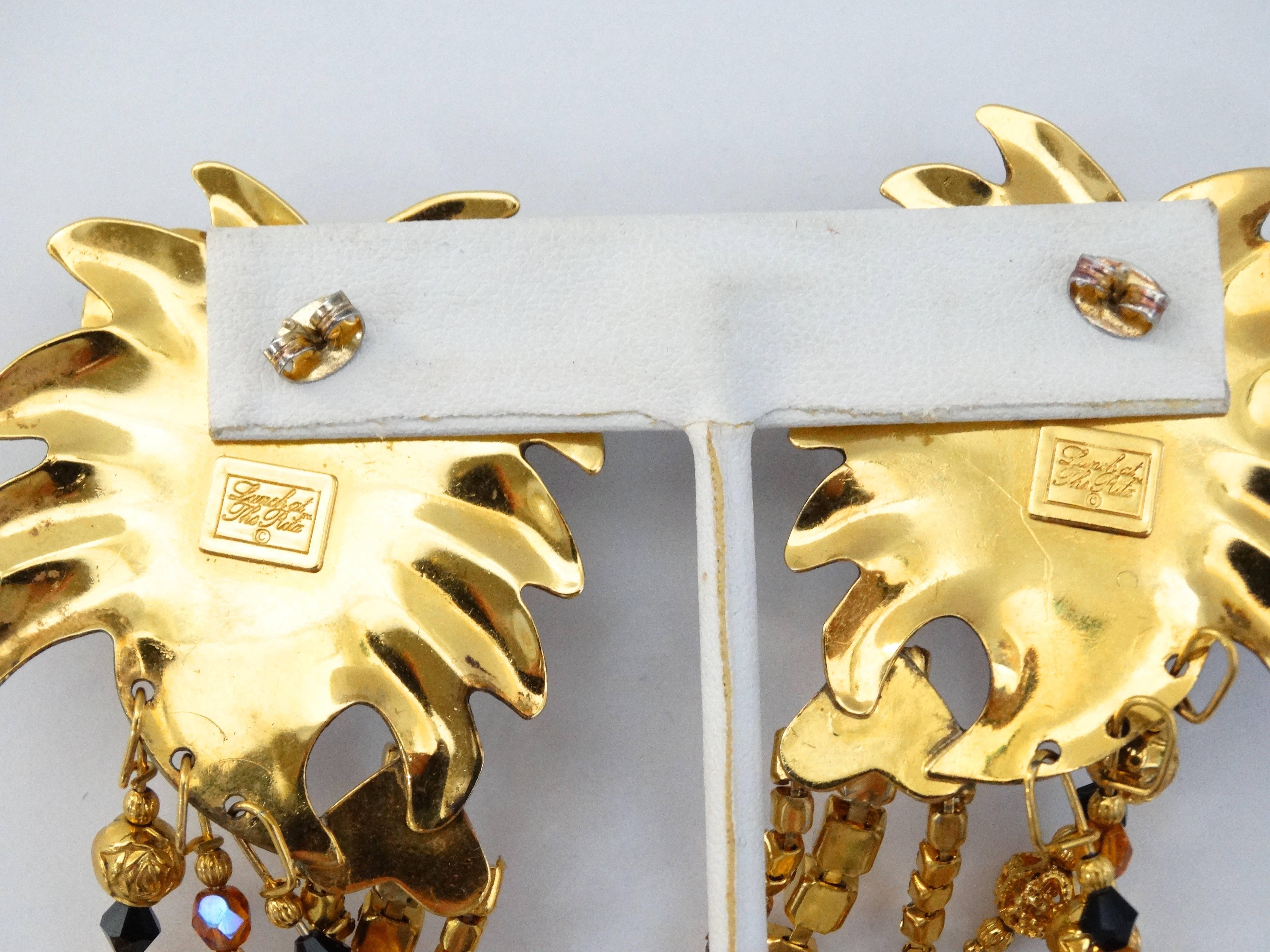 1990s Lunch at the Ritz "Lion" Earrings For Sale at 1stDibs