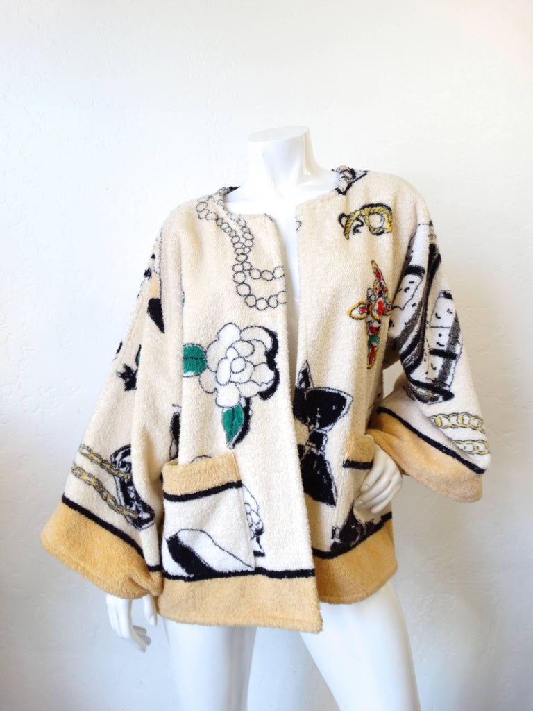 1994 Spring/Summer Chanel "Iconic" Print Terrycloth Beach Wrap/Robe at ...