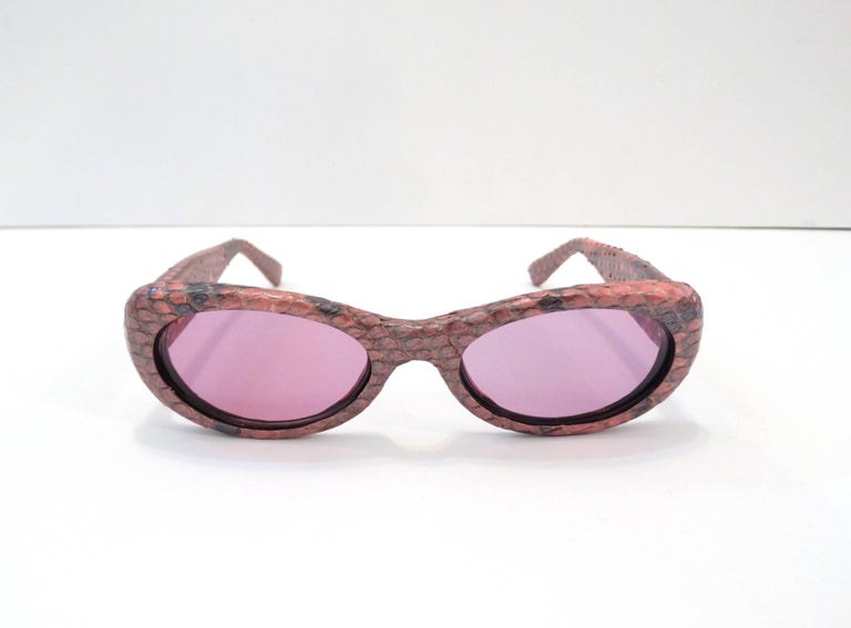 1990s Gianni Versace Pink Snakeskin Sunglasses at 1stDibs | versace ...