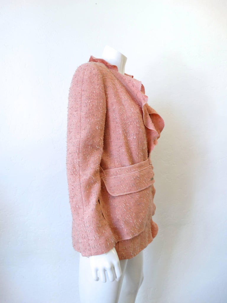Chic 1990s Chanel Ruffle Jacket and Matching Crossbody Bag Set at ...