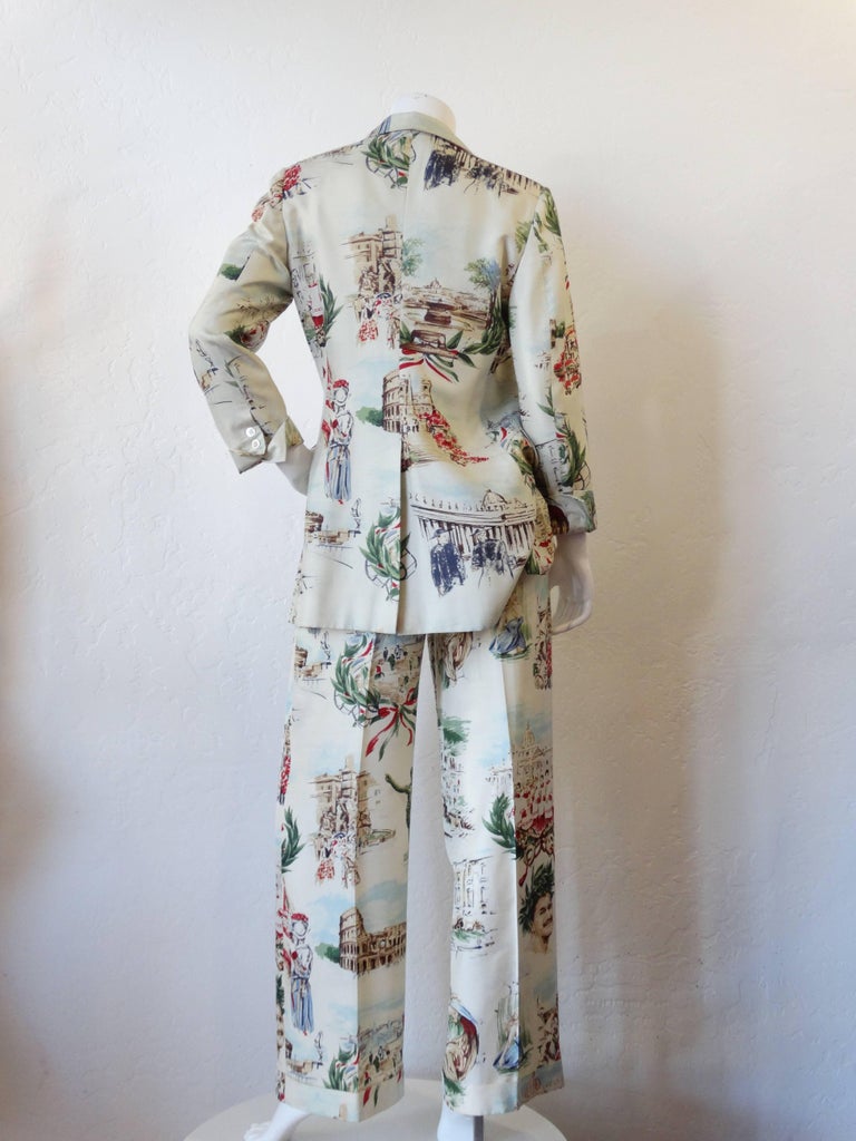 Rare 1980s Moschino Novelty Printed Rome Suit Set at 1stDibs