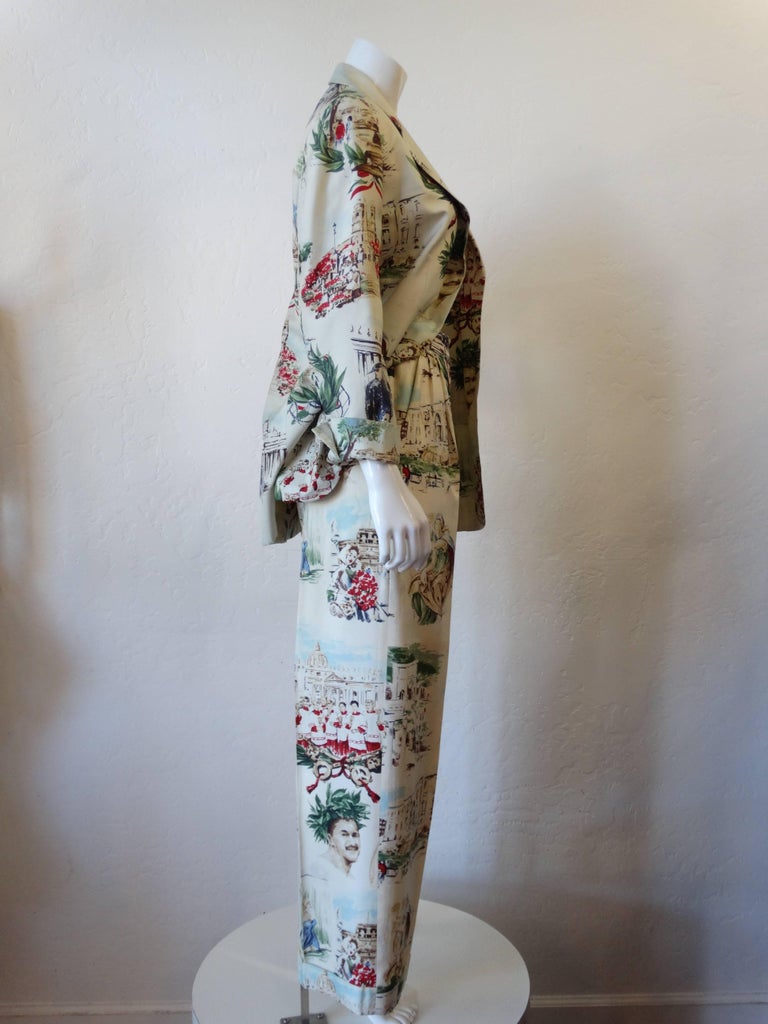 Rare 1980s Moschino Novelty Printed Rome Suit Set at 1stDibs