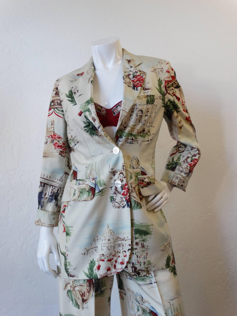 Rare 1980s Moschino Novelty Printed Rome Suit Set at 1stDibs
