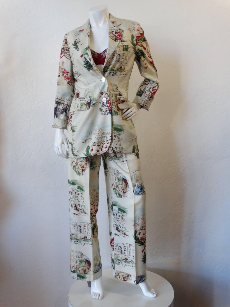 Rare 1980s Moschino Novelty Printed Rome Suit Set at 1stDibs