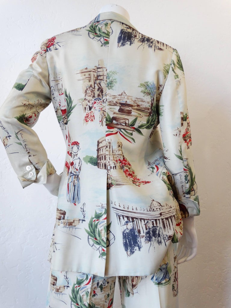 Rare 1980s Moschino Novelty Printed Rome Suit Set at 1stDibs