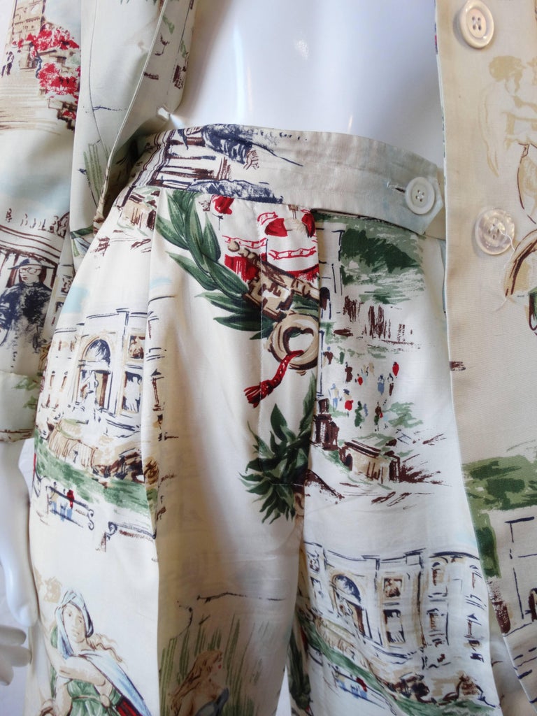 Rare 1980s Moschino Novelty Printed Rome Suit Set at 1stDibs