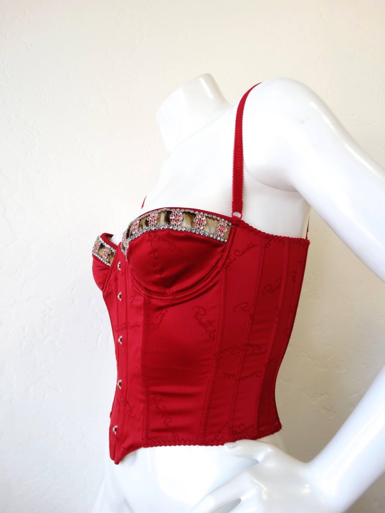 Roberto Cavalli Satin Rhinestone Bustier at 1stDibs