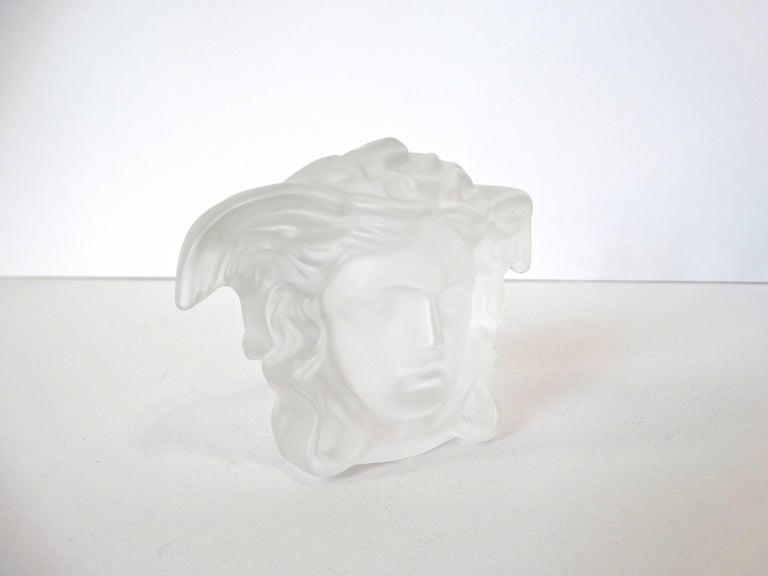 Versace Medusa Head Frosted Paperweight at 1stDibs | versace paperweight