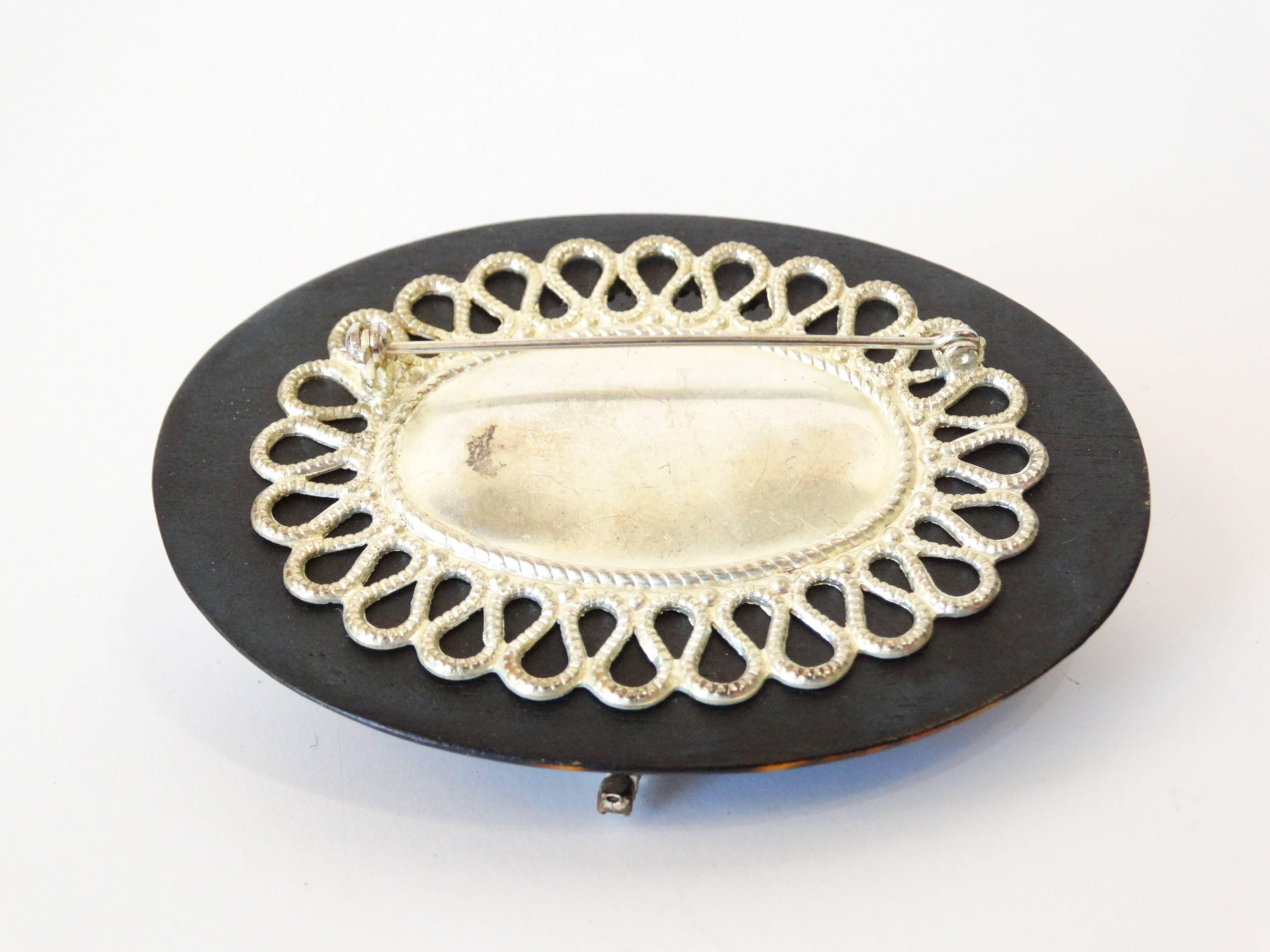 Unsigned Tortoise Shell Rhinestone Brooch For Sale at 1stDibs ...