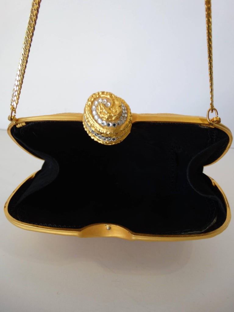 Gold Metal Clamshell Evening Bag at 1stDibs | gold evening bag ...