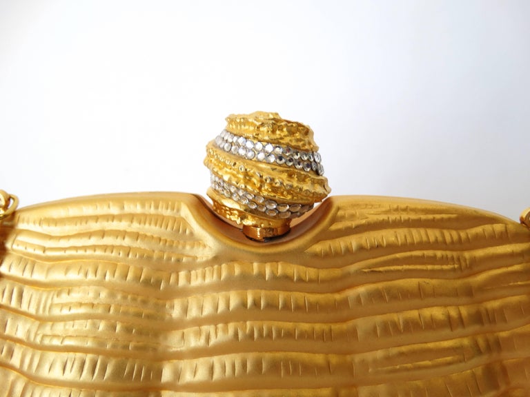 Gold Metal Clamshell Evening Bag at 1stDibs | gold evening bag ...