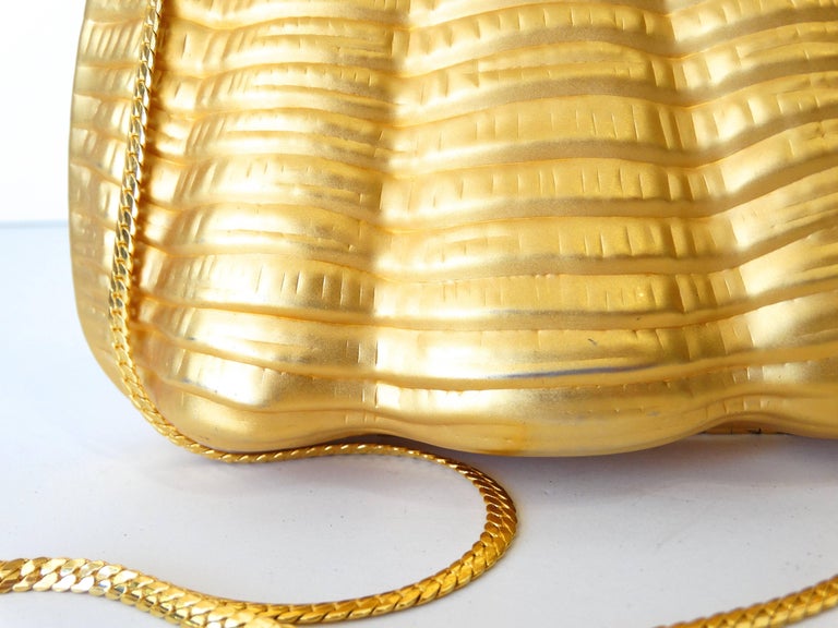 Gold Metal Clamshell Evening Bag at 1stDibs | gold evening bag ...
