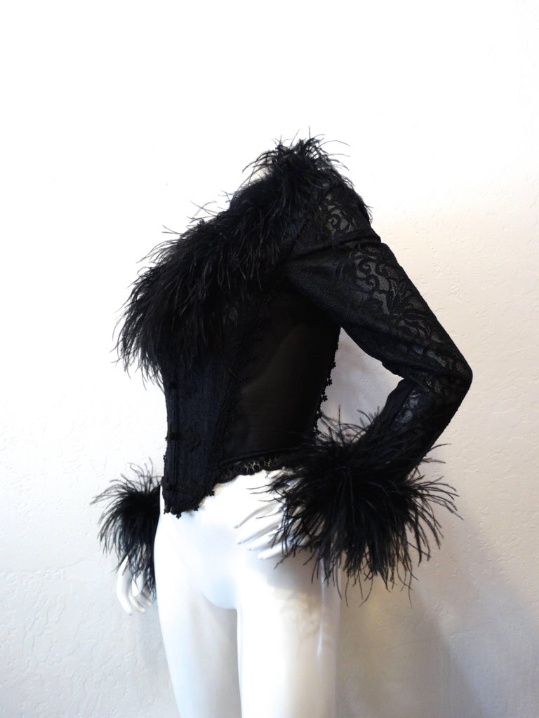 1990s Ostrich Feather Corset Bustier Top at 1stDibs | feather corset ...