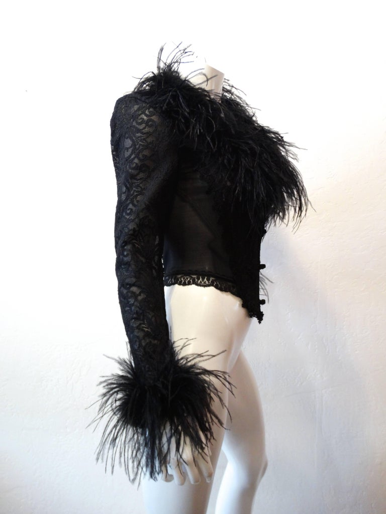 1990s Ostrich Feather Corset Bustier Top at 1stDibs | feather corset ...