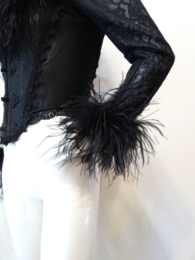 1990s Ostrich Feather Corset Bustier Top at 1stDibs | feather corset ...