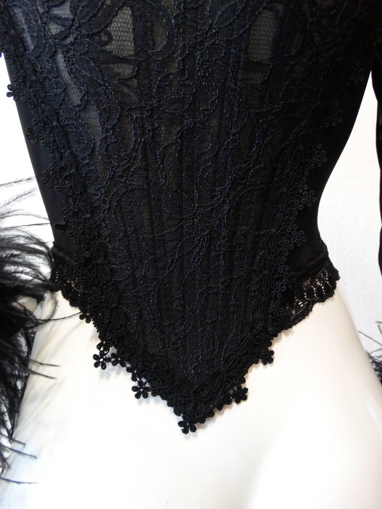 1990s Ostrich Feather Corset Bustier Top at 1stDibs | feather corset ...