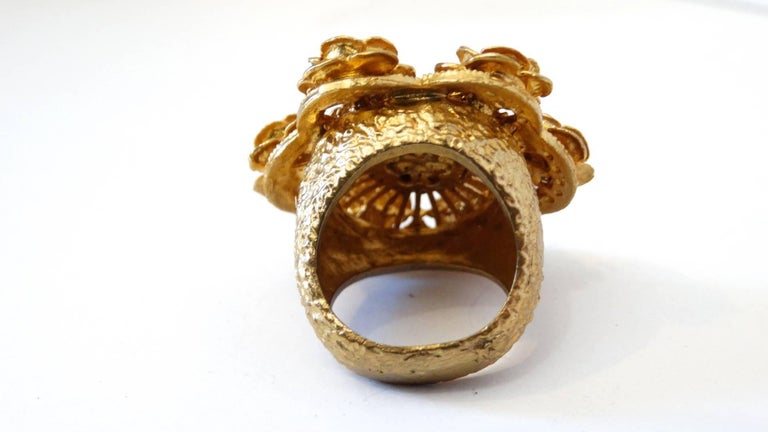 Turkish Vermeil Coral and Turquoise Cocktail Ring at 1stDibs