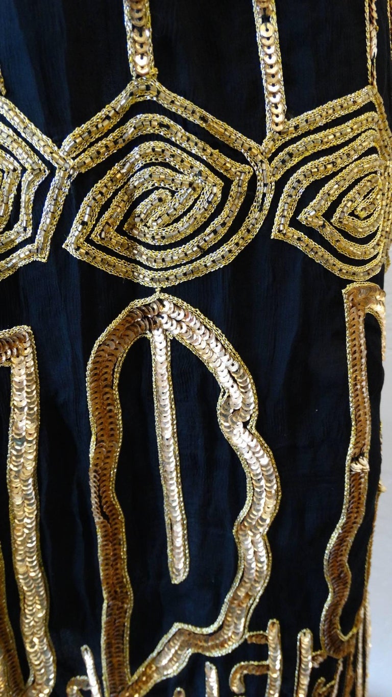 Black and Gold Embellished Duster Jacket, 1980s at 1stDibs