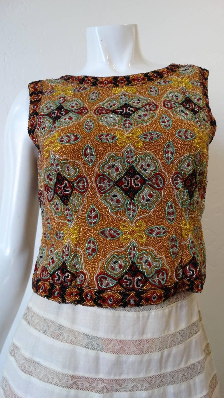 Christiana Beaded Sleeveless Shell Top, 1990s For Sale at 1stDibs