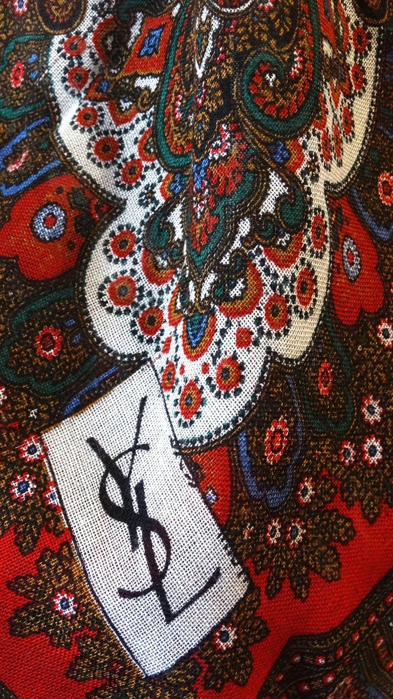 1970's Yves Saint Laurent YSL Wool and Silk Etamine Paisley Shawl at ...