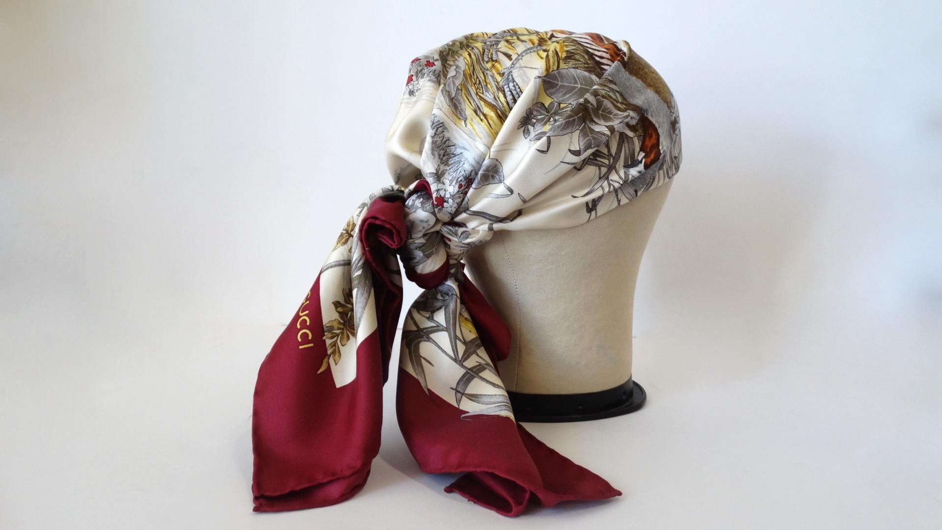 1980s Gucci Quail Printed Silk Scarf at 1stDibs