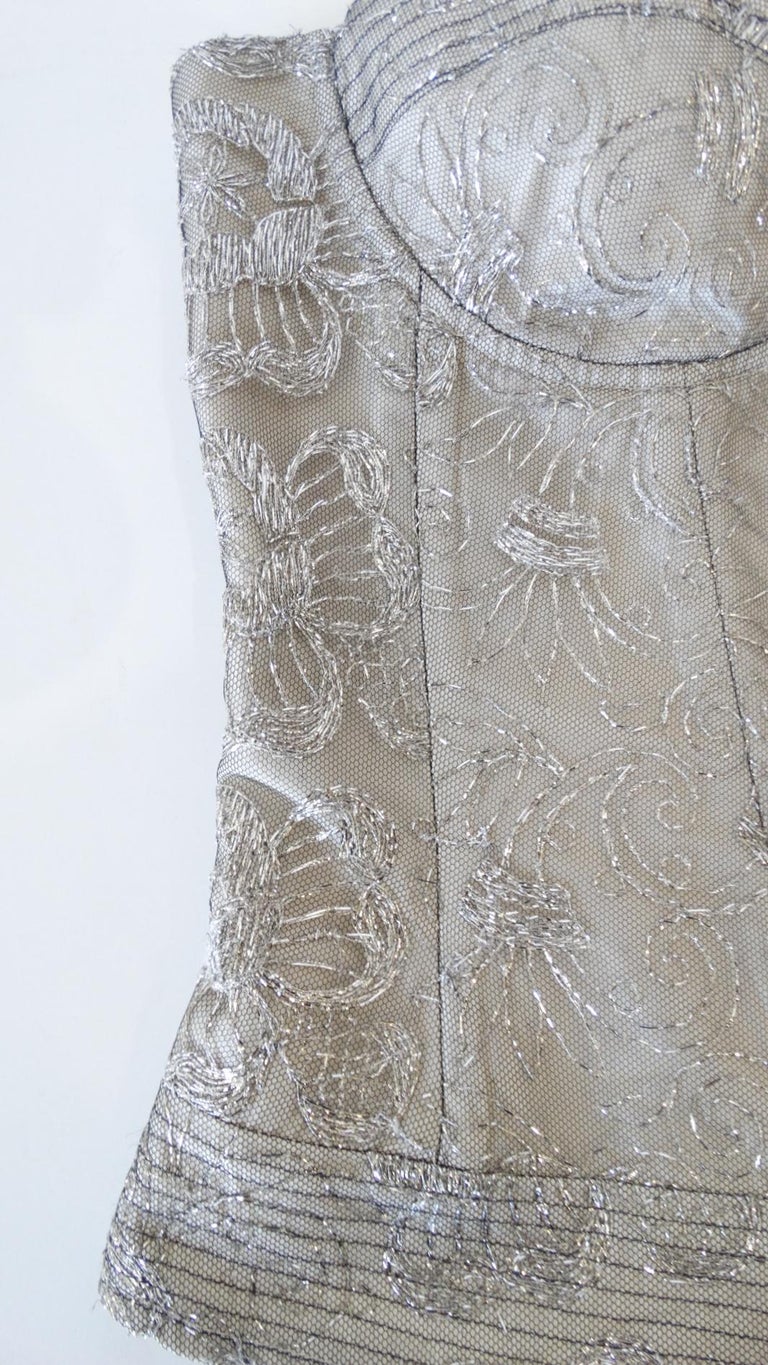 1990s Christian Dior Boutique Silver Bustier Corset at 1stDibs ...
