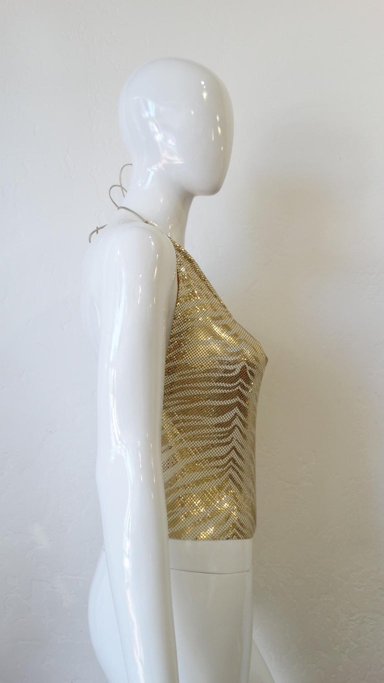 1970s Whiting and Davis Tiger Print Metal Mesh Halter Top at 1stDibs