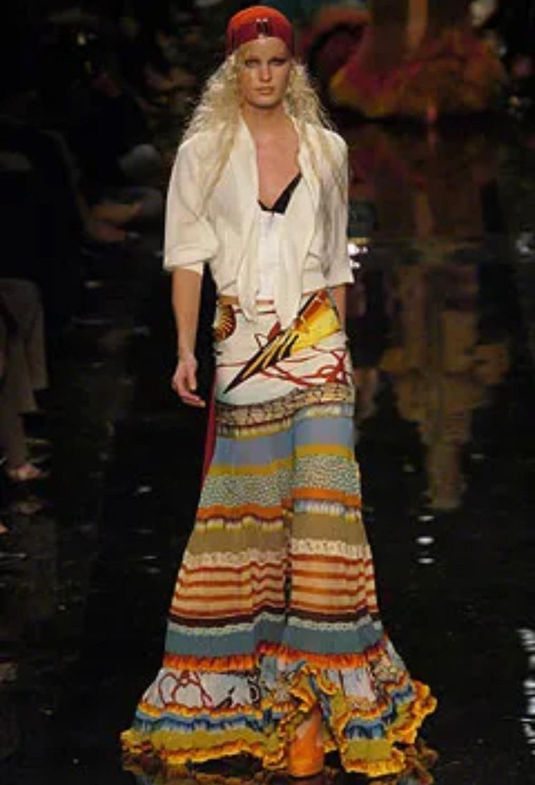 Jean Paul Gaultier Printed Tiered Full Skirt For Sale at 1stDibs