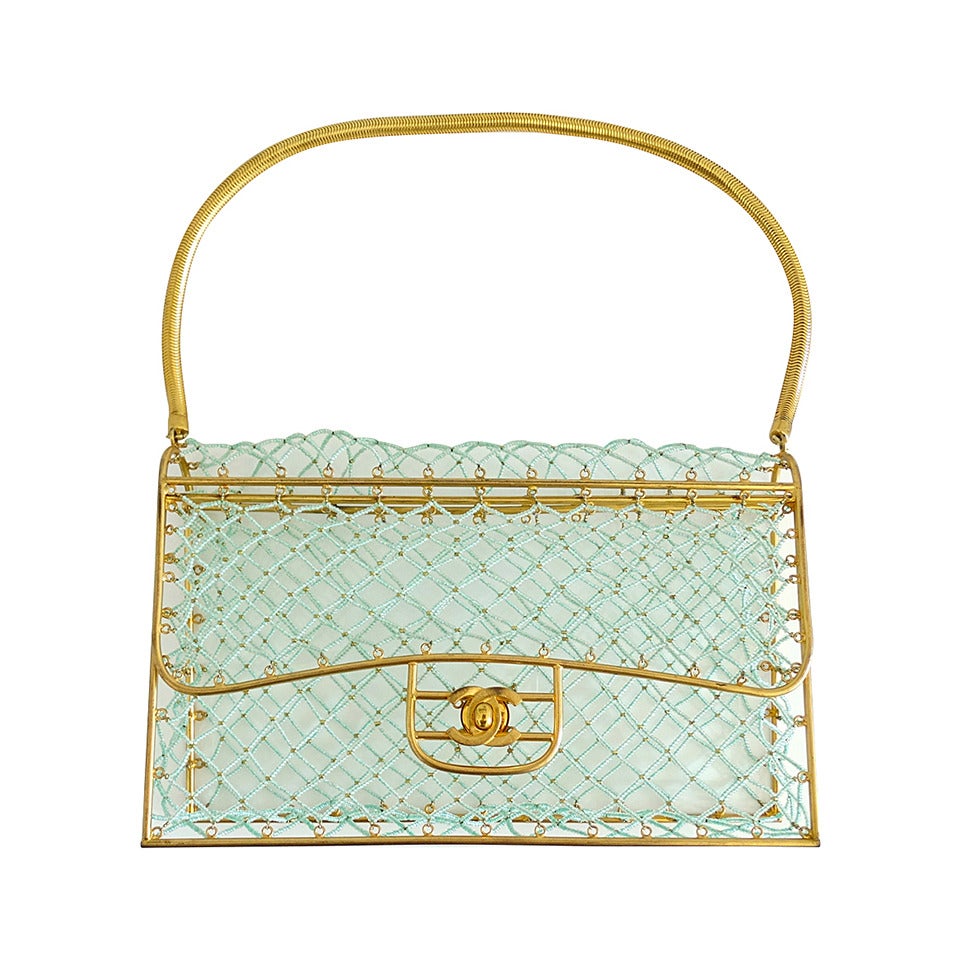 1980s Clear Chanel Quilt Pattern Shoulder Case at 1stDibs