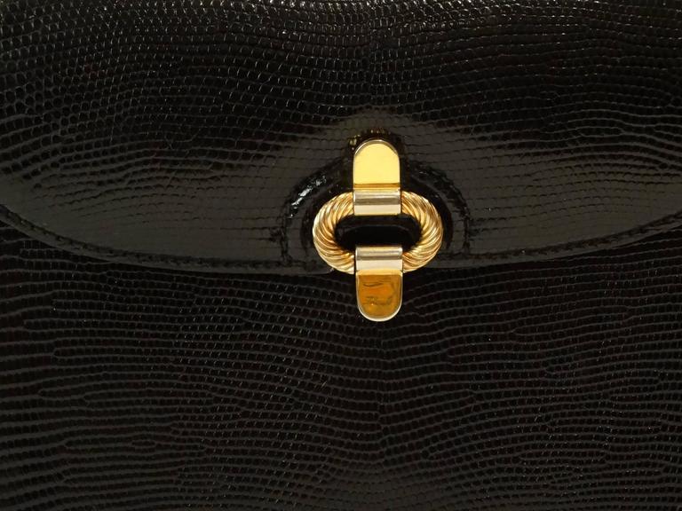 1970s Gucci Black Lizard Box Top Handle Bag at 1stDibs